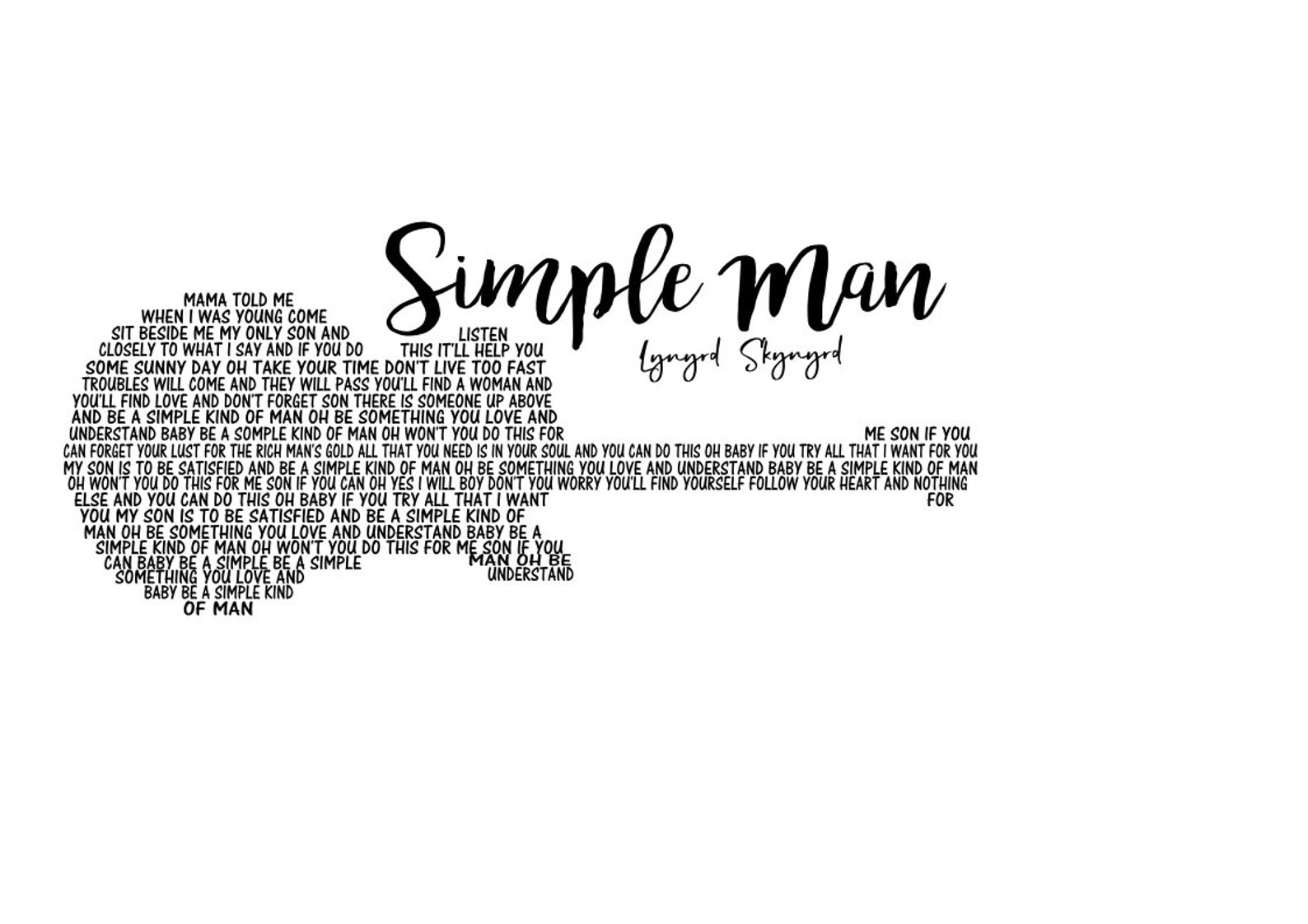 Simple Man Song Lyric Guitar SVG | Etsy