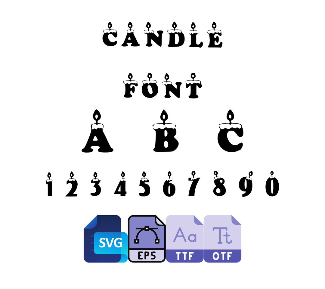 Candle Font A-Z SVG Candle Alphabet candle Font Digital - Etsy