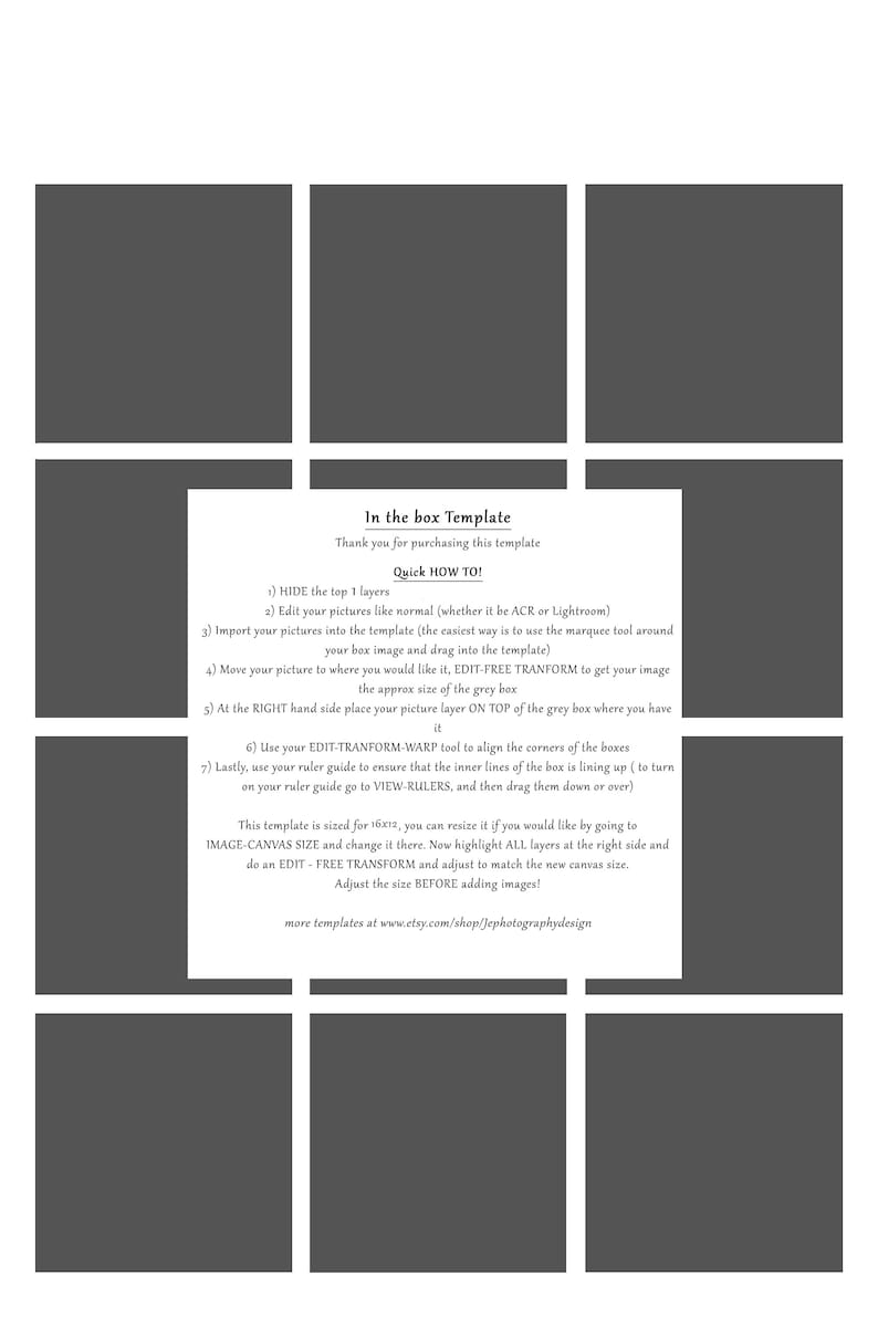 Box Photography Template 12 Boxes 2 Different Sizes | Etsy