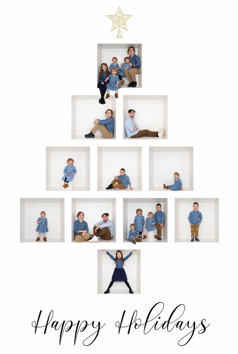 Christmas Tree Photo Collage Template: in the Box Design (PSD) 12,11 ...