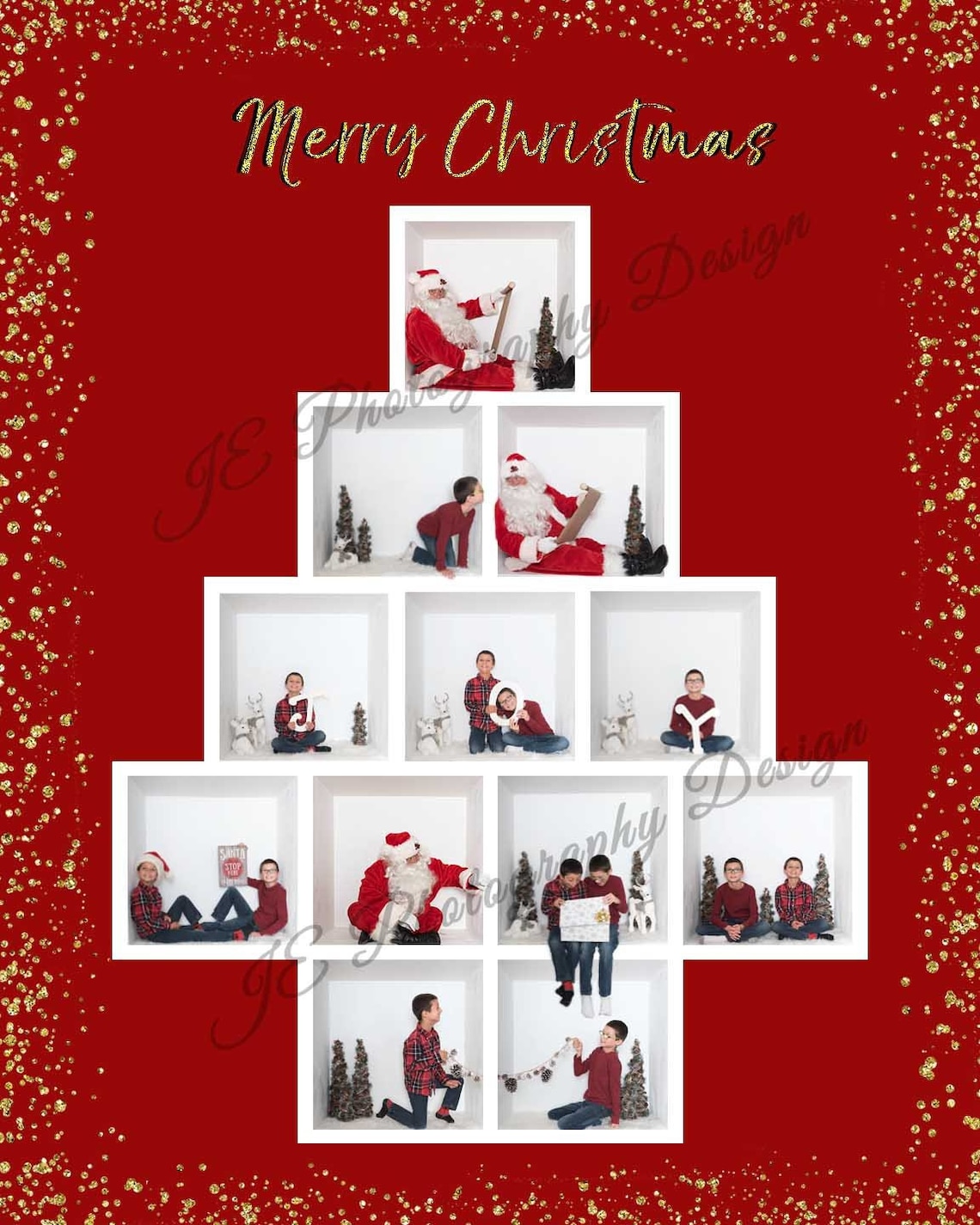 Christmas Tree Photo Collage Template: in the Box Design (PSD) 12,11 ...