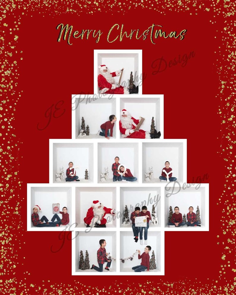 Christmas Tree Photo Collage Template: in the Box Design (PSD) 12,11 ...