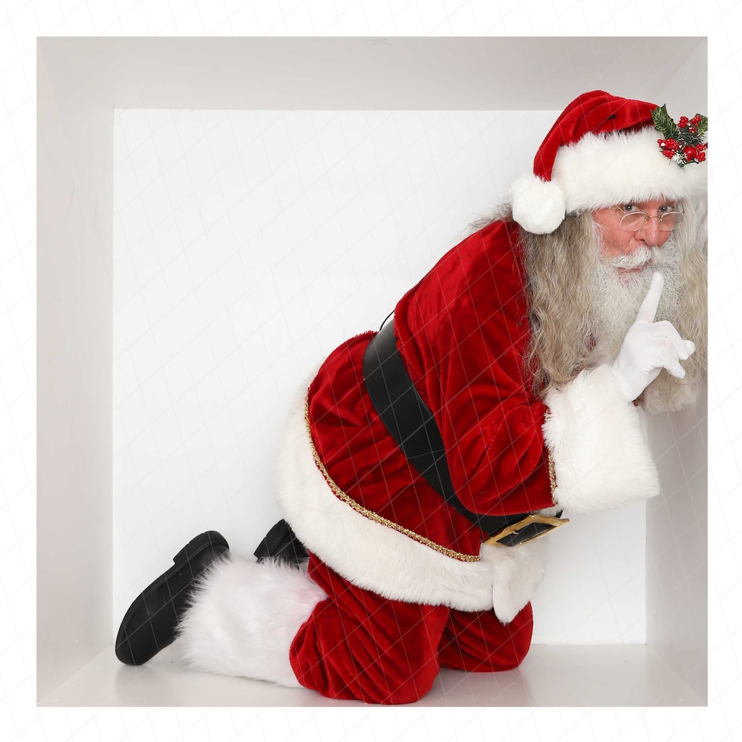 Santa in Box Photography: Christmas Photoshop Template (digital ...
