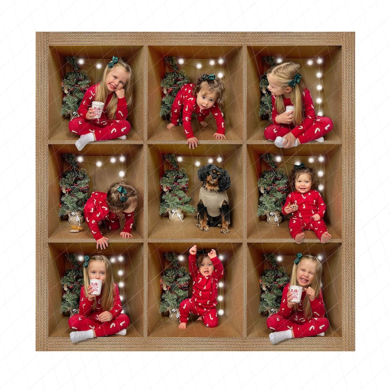 Cardboard Box Collage Template: 4 & 9 Box Photo Display (digital ...