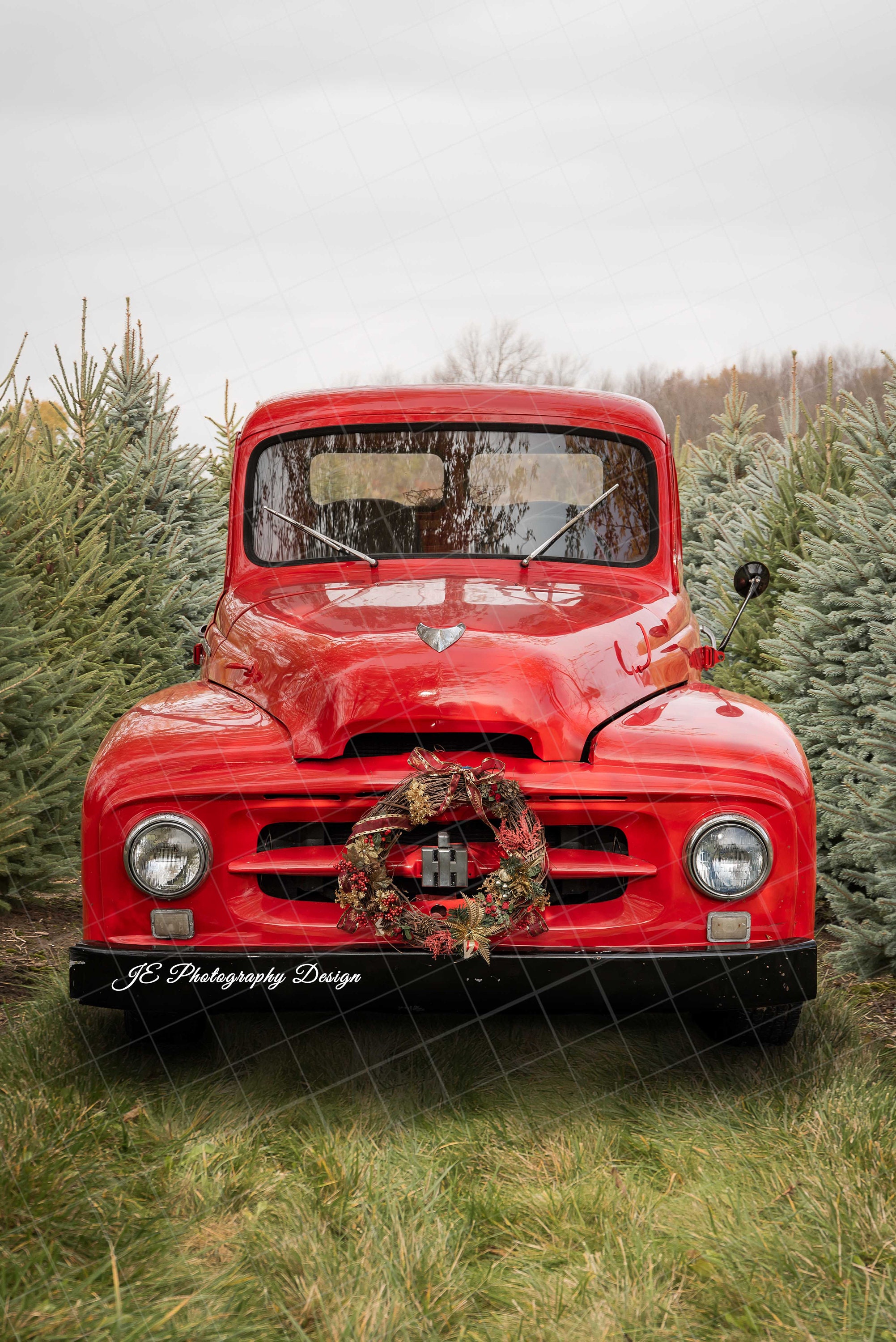 Vintage Red Truck in the Christmas Trees-2 Different Digital - Etsy
