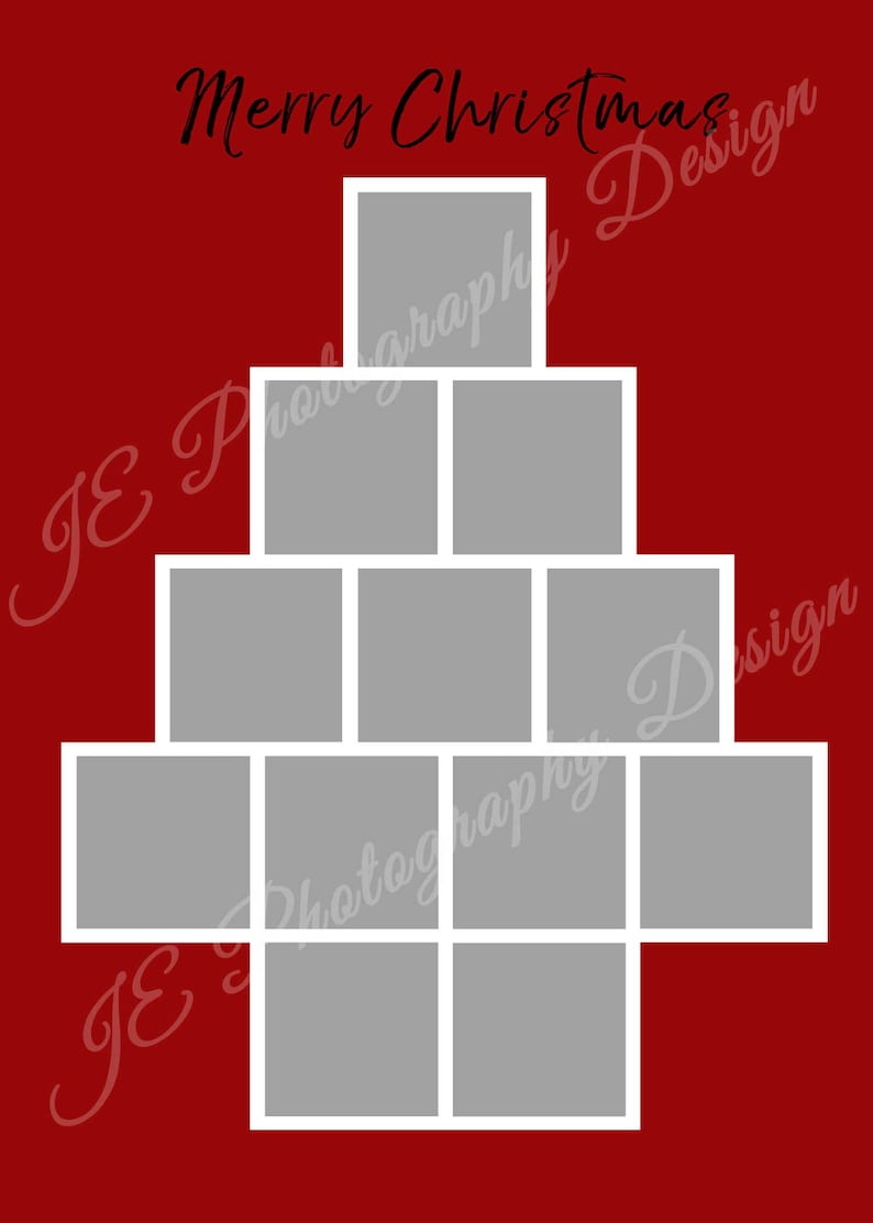 Christmas Tree Photo Collage Template: in the Box Design (PSD) 12,11 ...