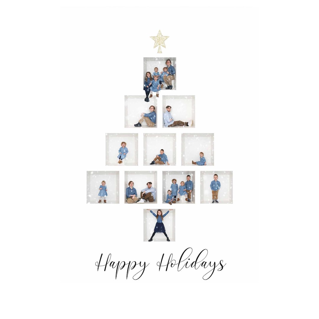 Christmas Tree Photo Collage Template: in the Box Design (PSD) 12,11 ...