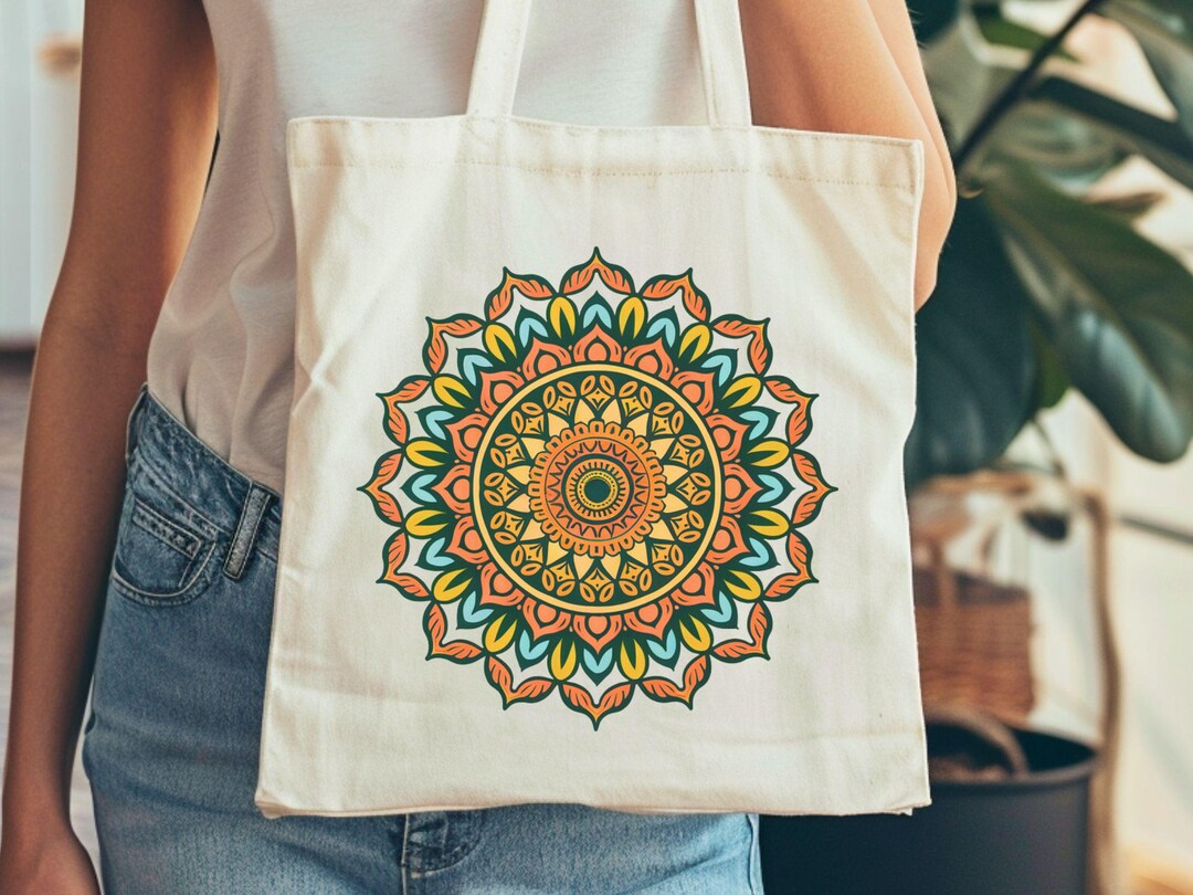 Mandala Canvas Bag, Mandala Tote Bag, Cute Spring Tote, Cute Bag for ...