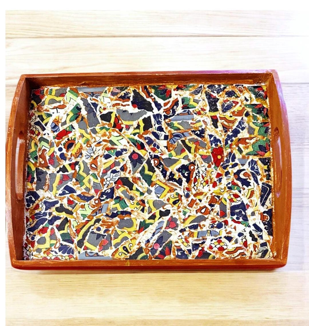 Mexican Mosaic Serving Tray: Handmade Wooden Tile Tray - Etsy