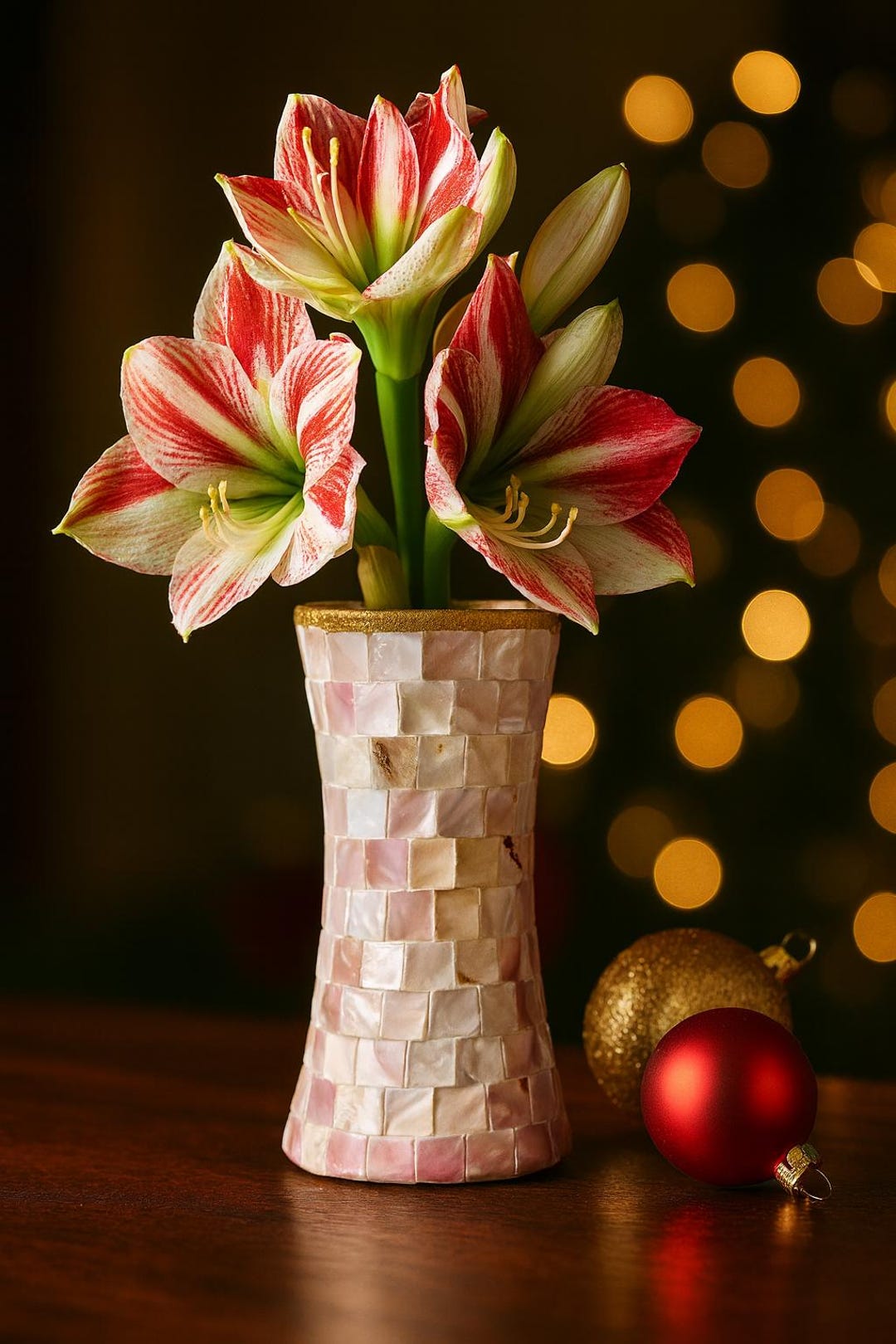 Mother of Pearl Mosaic Tall Vase: Pearlized Decor - Etsy