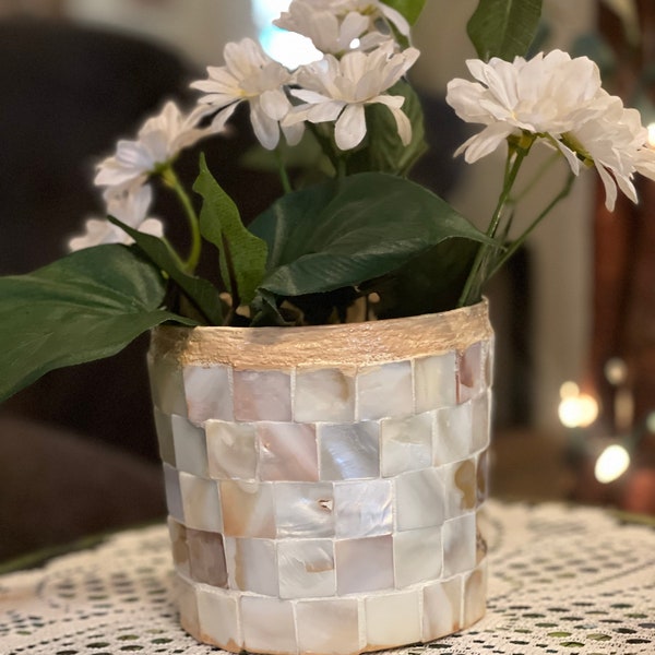 Mother of Pearl Planter Pot - Etsy
