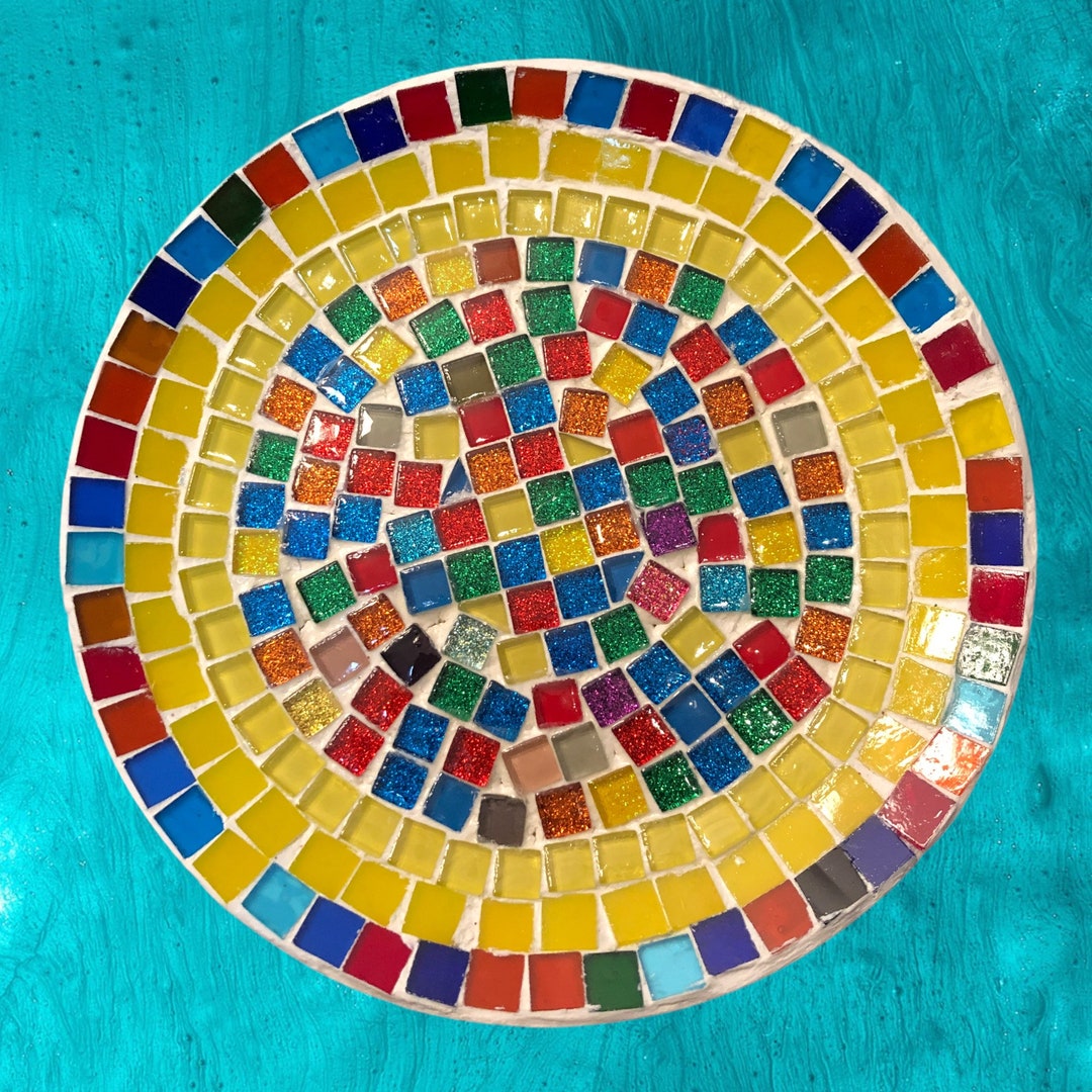 Sunburst Mosaic Decorative Plate, Small Display Plate, Glass Art | Mid ...