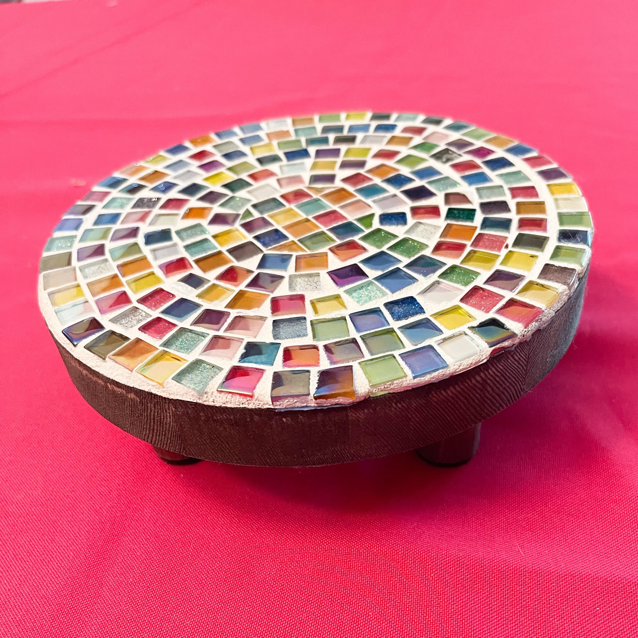 Plant Stand, Handmade Round Plant Stand, Mosaic Plant Riser SMALL ...