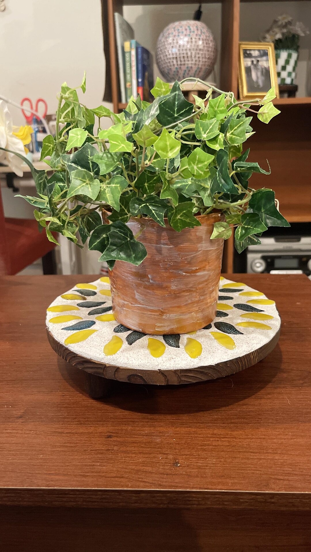 10” Plant Stand /green and Yellow Stand | Wooden Plant Riser - Etsy