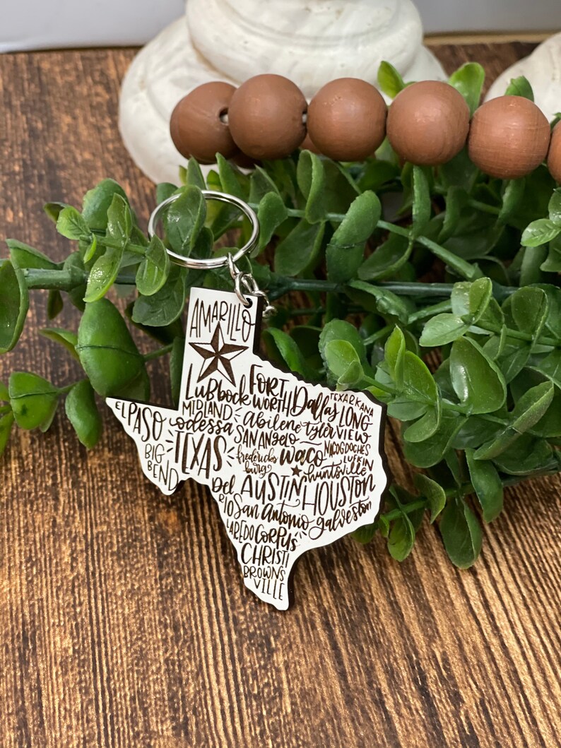 Texas Keychain Texas Cities Keychain Deep in the Heart of | Etsy