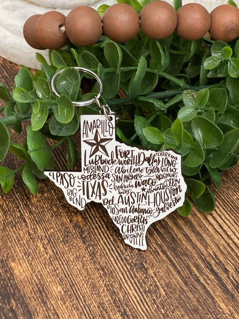 Texas Keychain Texas Cities Keychain Deep in the Heart of | Etsy