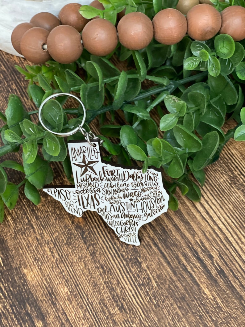 Texas Keychain Texas Cities Keychain Deep in the Heart of | Etsy