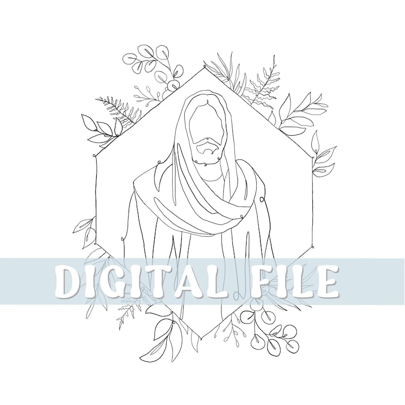 Jesus Line Drawing - Etsy