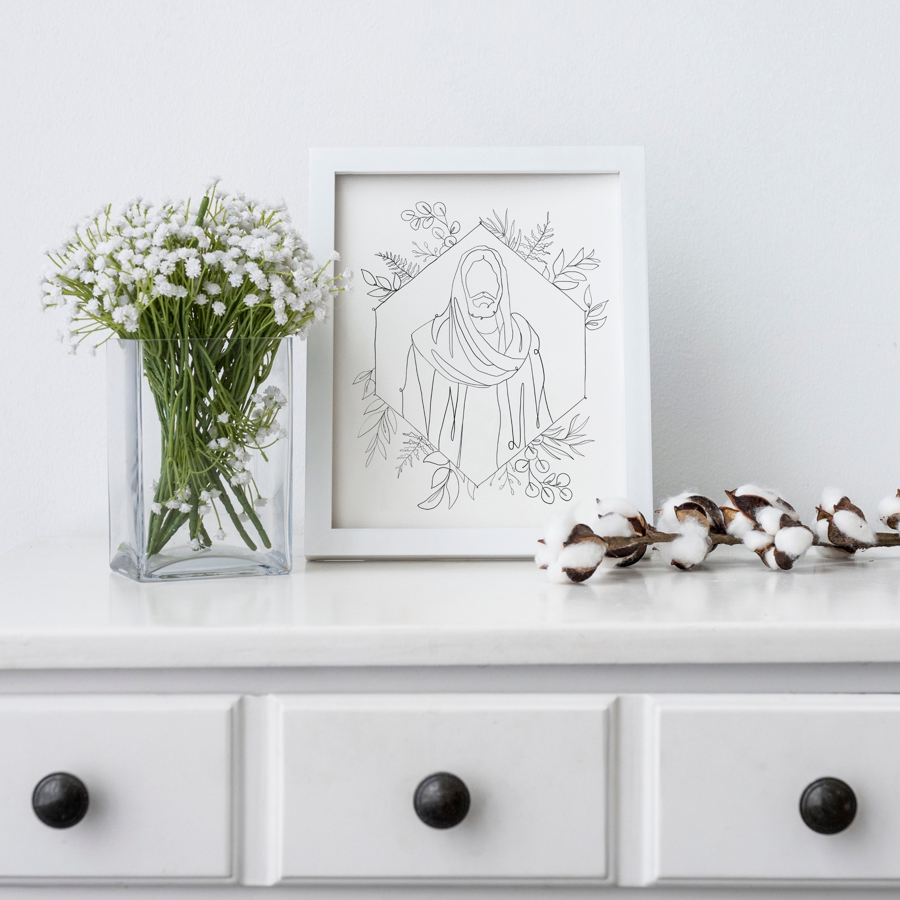 Jesus Christ Portrait Line Art - Etsy