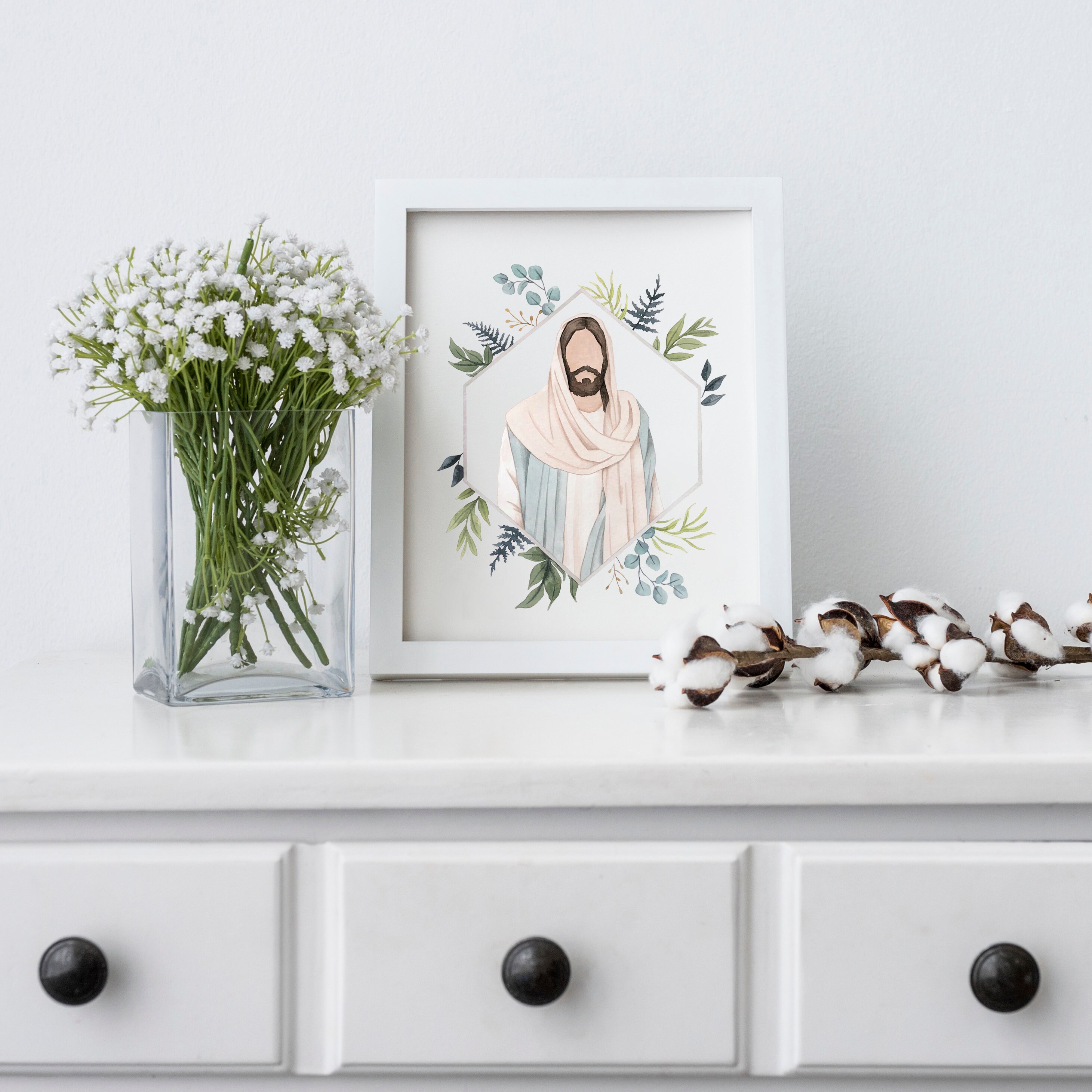 Jesus Christ Faceless Portrait Watercolor Print Etsy