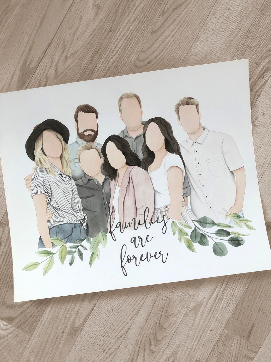 CUSTOM Family Faceless Portrait Watercolor - Etsy