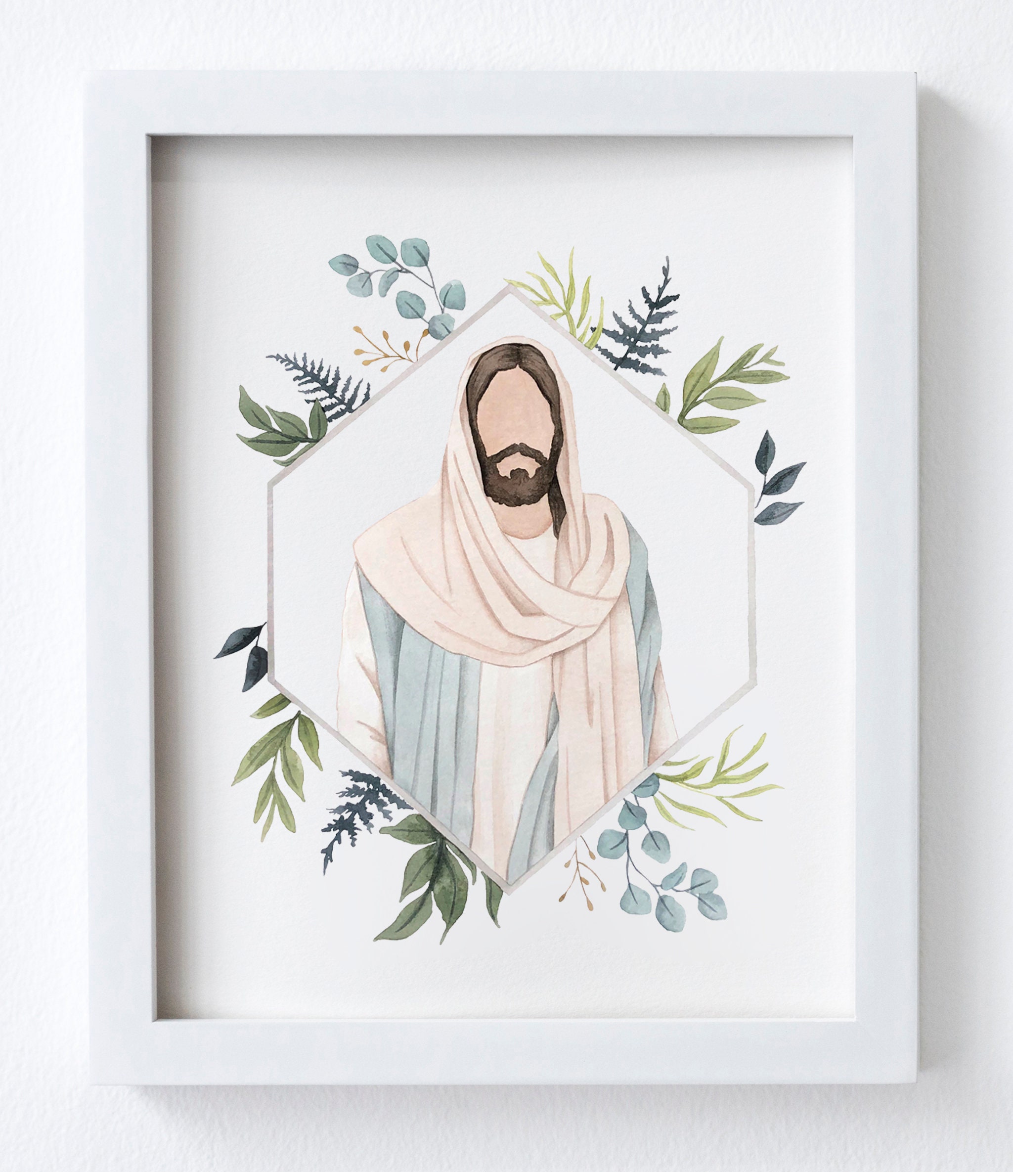 Jesus Christ Faceless Portrait Watercolor Print Etsy