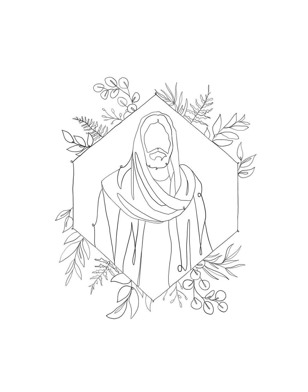Jesus Christ Portrait Line Art - Etsy