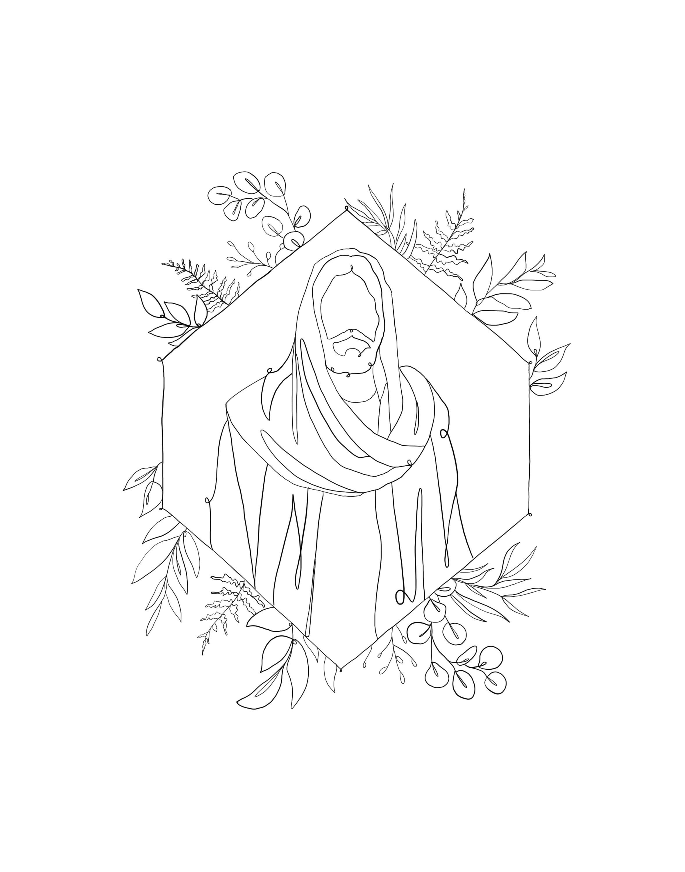 Jesus Christ Portrait Line Art - Etsy