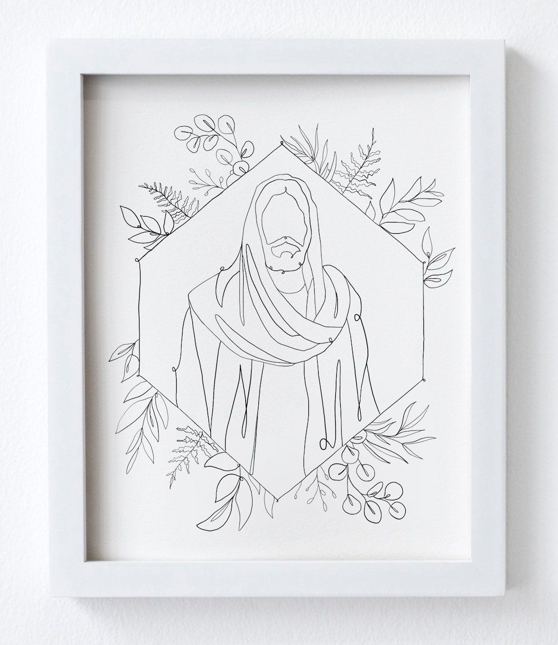 Jesus Christ Portrait Line Art - Etsy