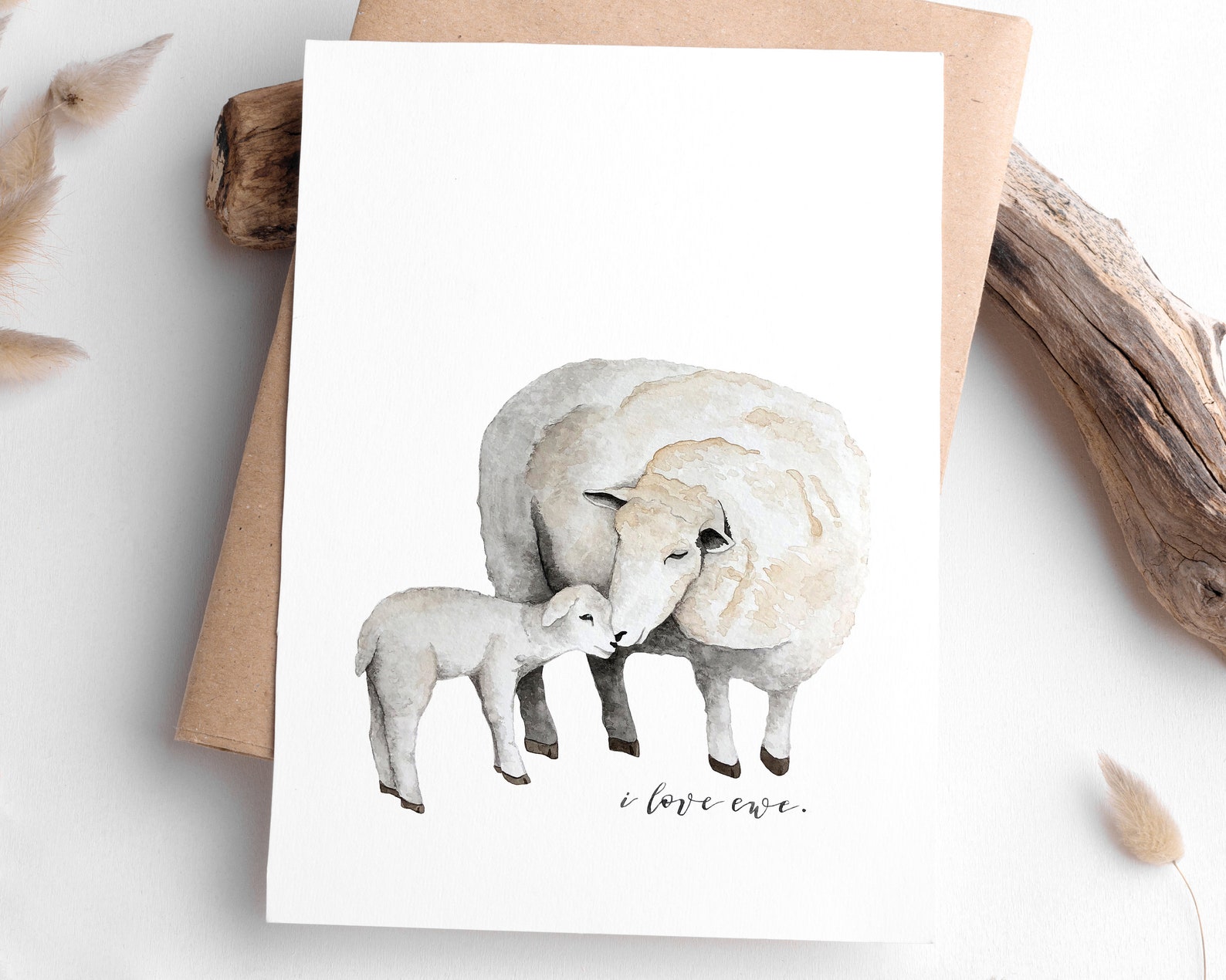 Mama and Baby Sheep Lamb Watercolor Print - Etsy