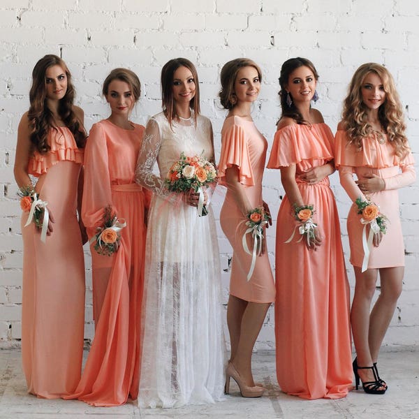 Peach Color Dress - Etsy