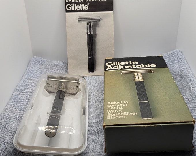 1969 Gillette Black Long Handle Adjustable Safety Razor Vintage, Super ...