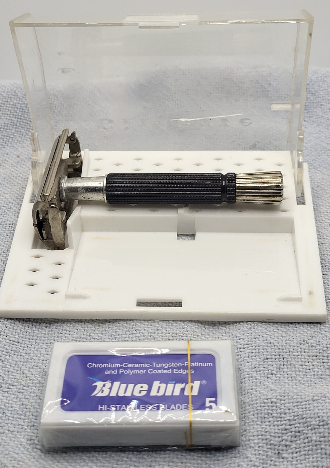 1970 Gillette Black Handle Flare Tip Superspeed P1 Vintage Safety Razor ...