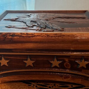 Red Mahogany Stained Pine Box: Eagle Relief, Gold Details - Etsy