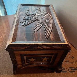 Red Mahogany Stained Pine Box: Eagle Relief, Gold Details - Etsy