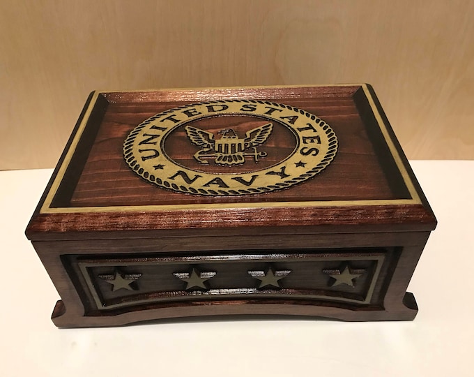 U.S. Navy Wooden Box With American Flag Felt Bottom (inside) - Etsy