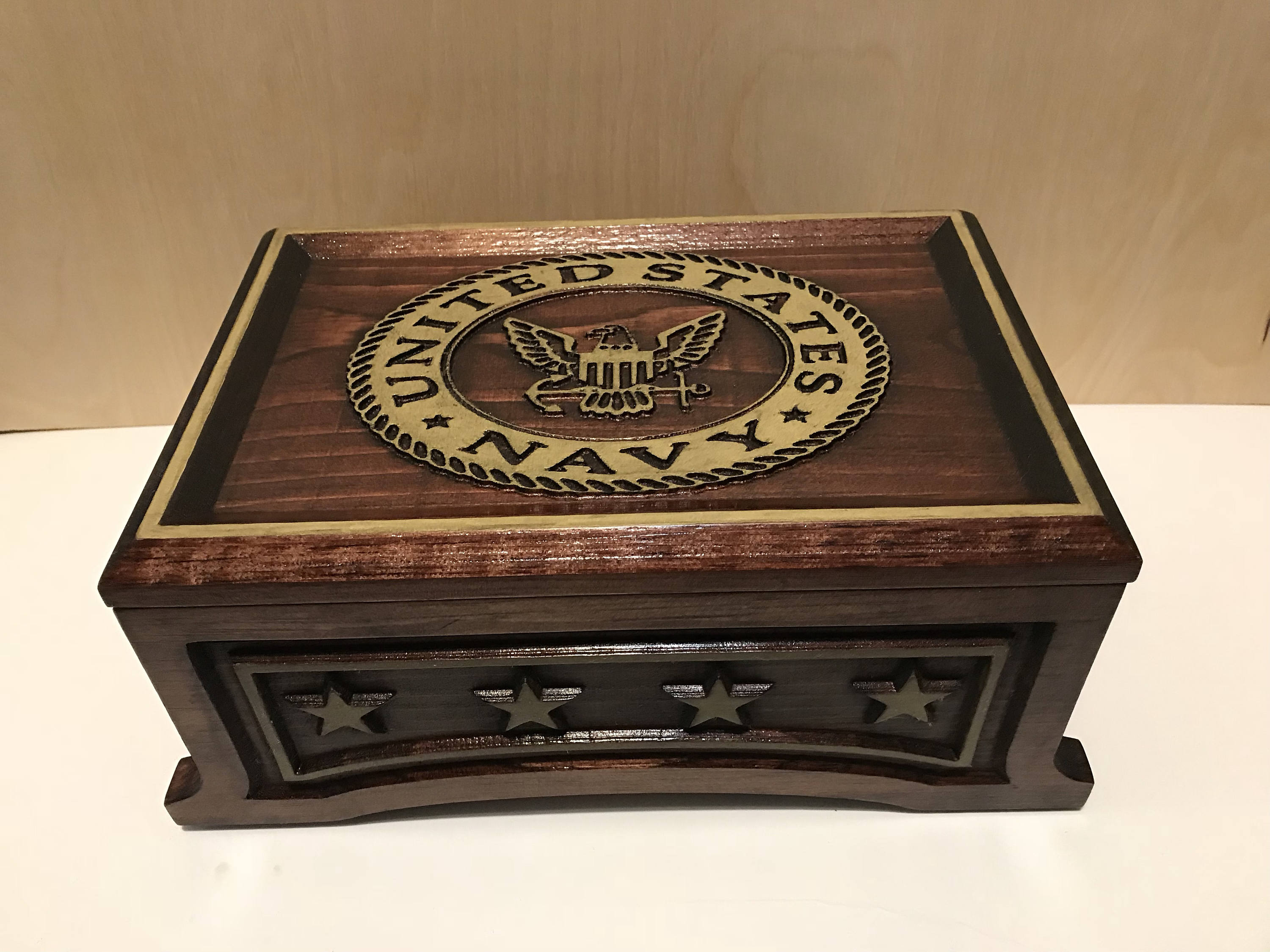 U.S. Navy Wooden Box With American Flag Felt Bottom (inside) - Etsy