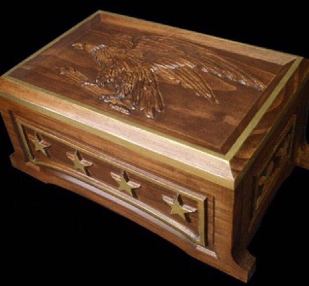 Red Mahogany Stained Pine Box: Eagle Relief, Gold Details - Etsy