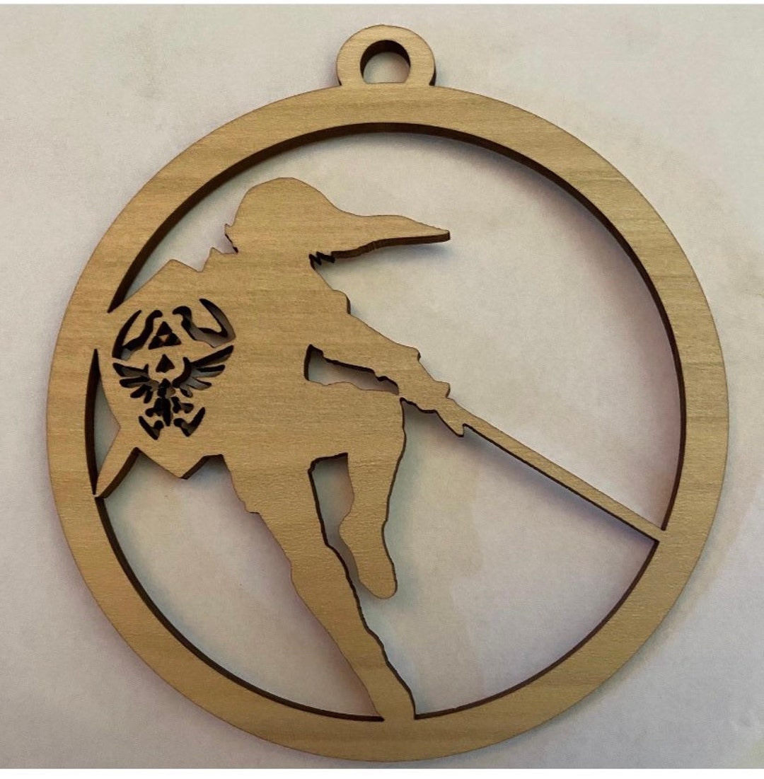 Legend of Zelda Link Silhouette Ornament — Wood Laser Engraved Hanging ...