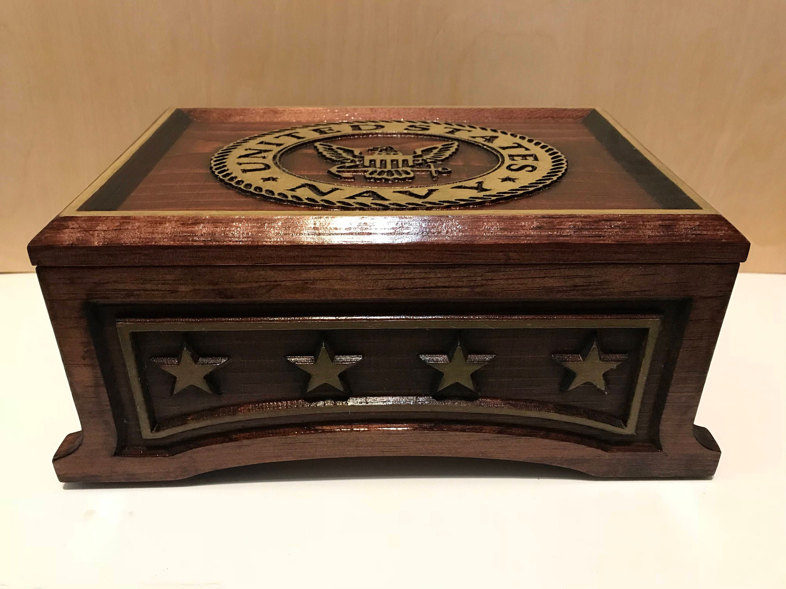 U.S. Navy Wooden Box With American Flag Felt Bottom (inside) - Etsy