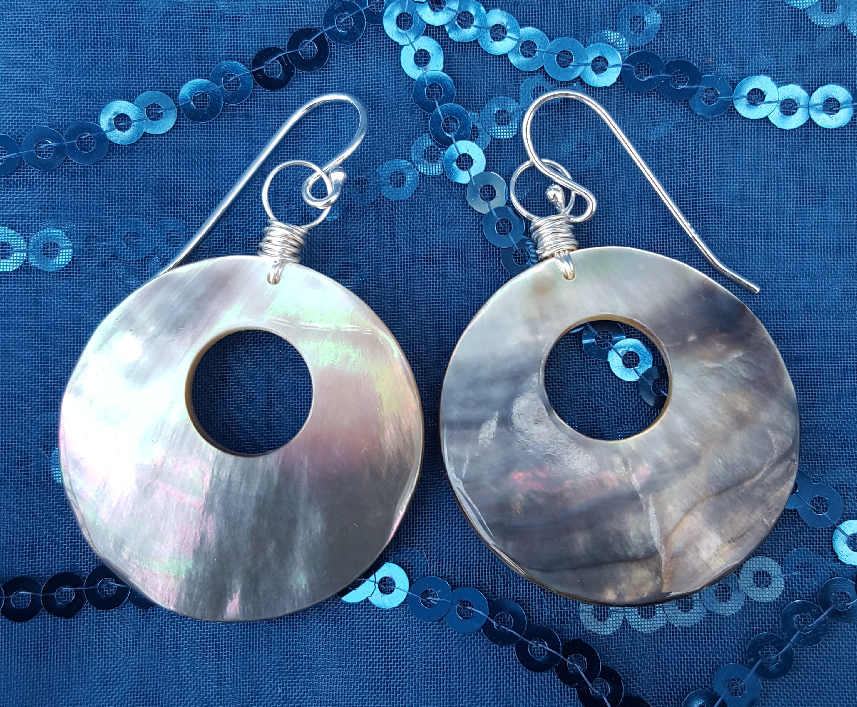 Mother-of Pearl Large Round Shell Earrings With Sterling - Etsy