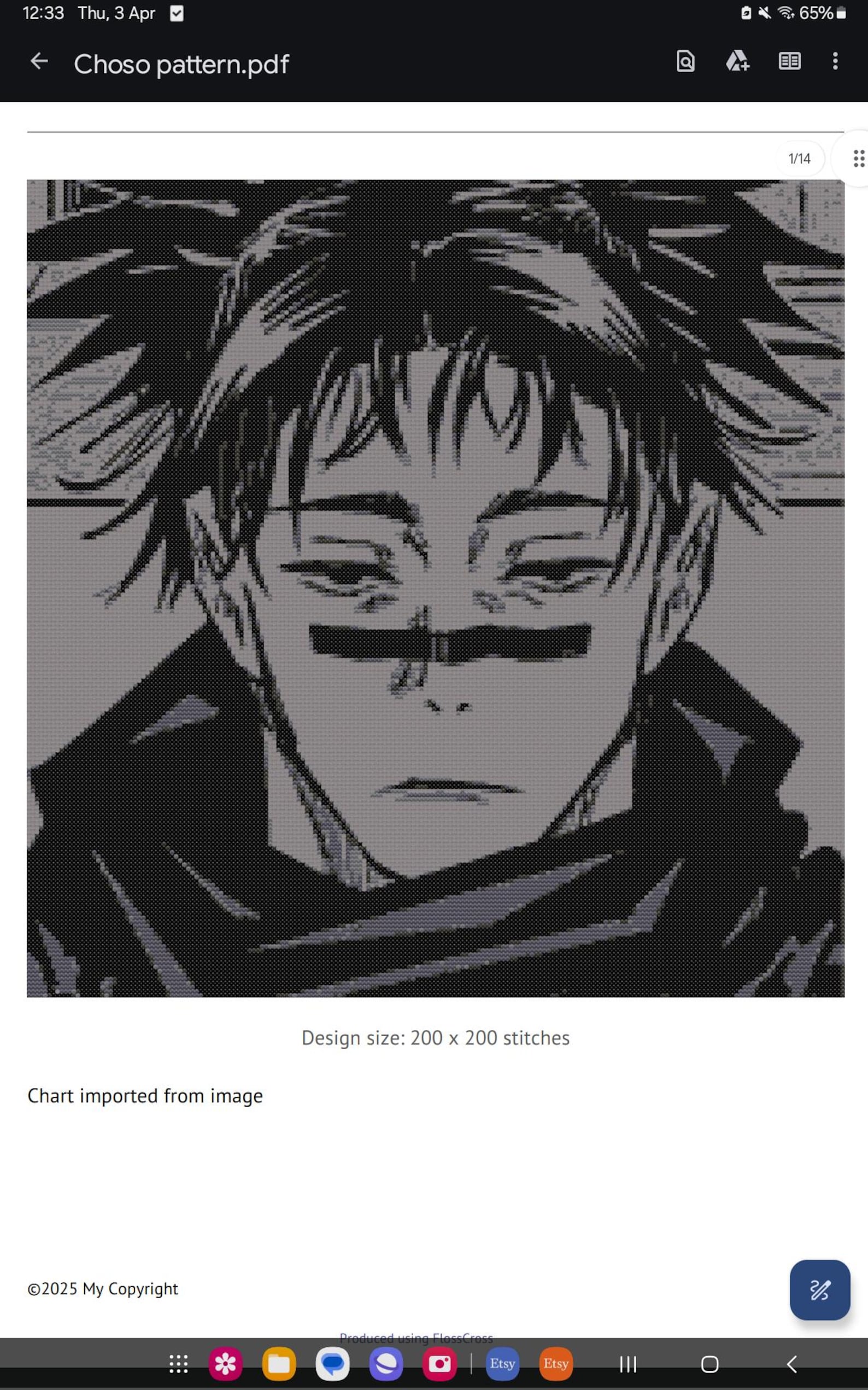 Jjk Choso Cross Stitch Pattern - Etsy