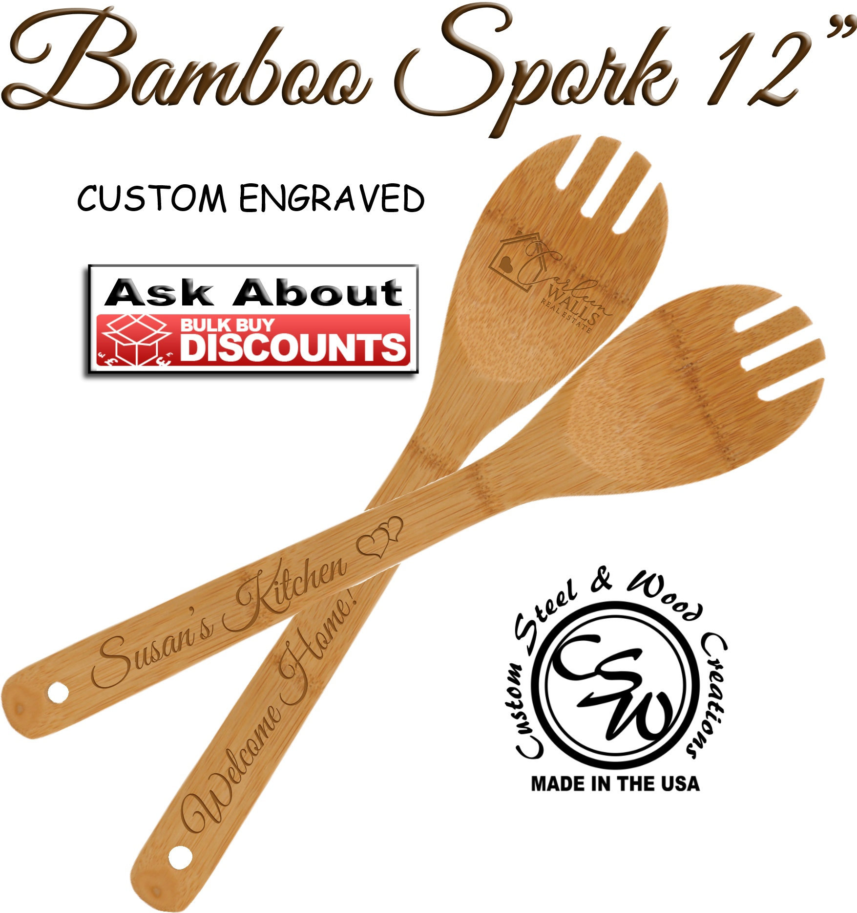 Wooden Spork Personalized Engraved Bamboo Spork Cooking | Etsy