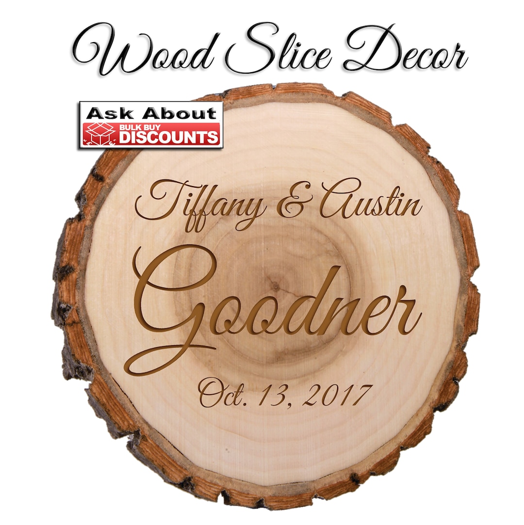 Log Slice Plaque, Log Slice Table Centerpiece, Custom Engraved Log ...