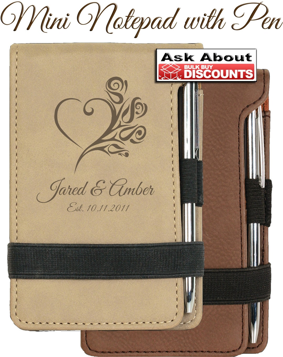 Personalized Notepad With Pen, Wedding Party Gift, Notepad Holder ...