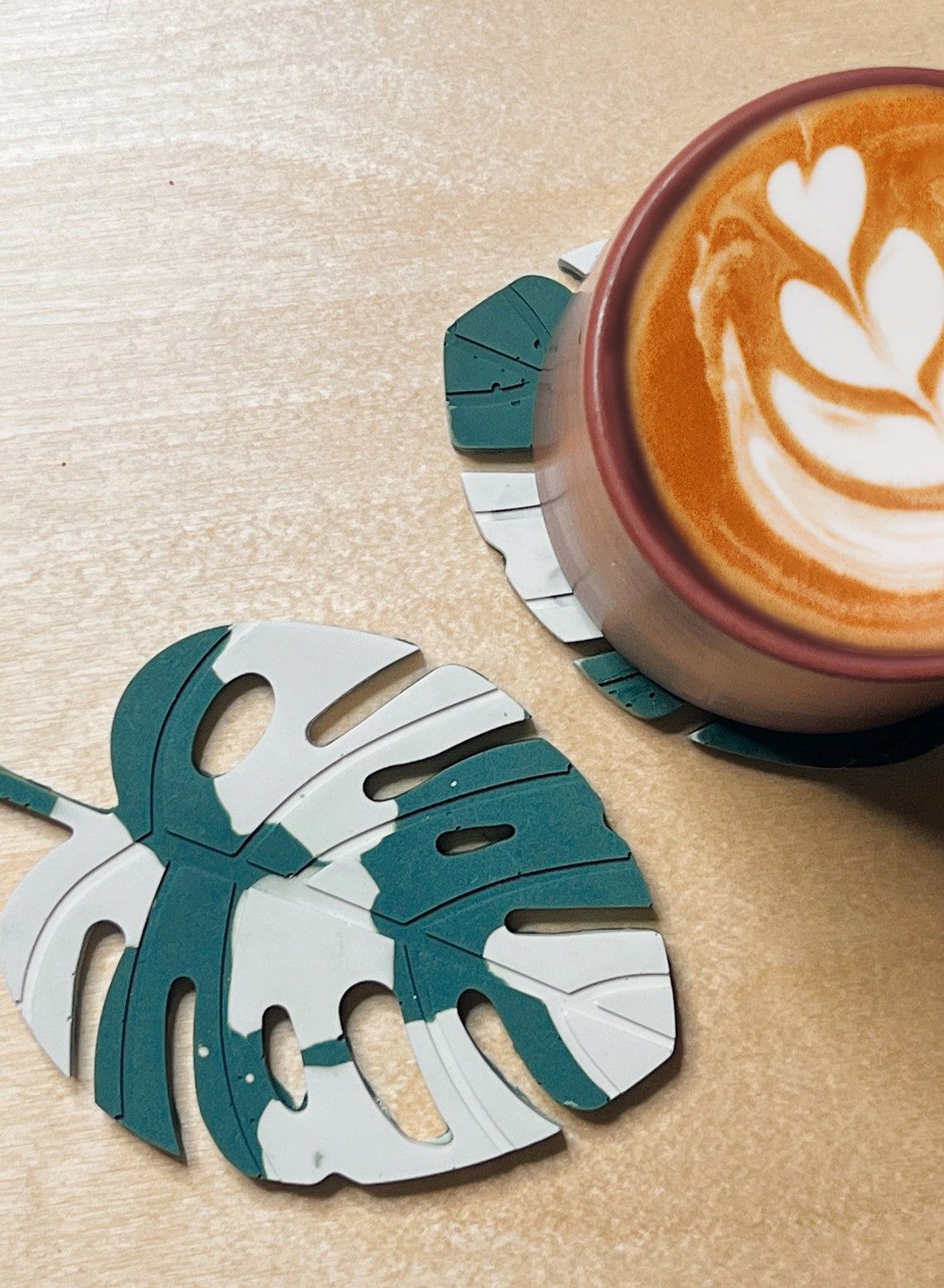 Monstera Leaf Coaster Set Eco-friendly Jesmonite - Etsy