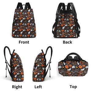 Halloween Skull Black Cat Bat Jack-o-lantern Ghost Travel Backpack Bag ...