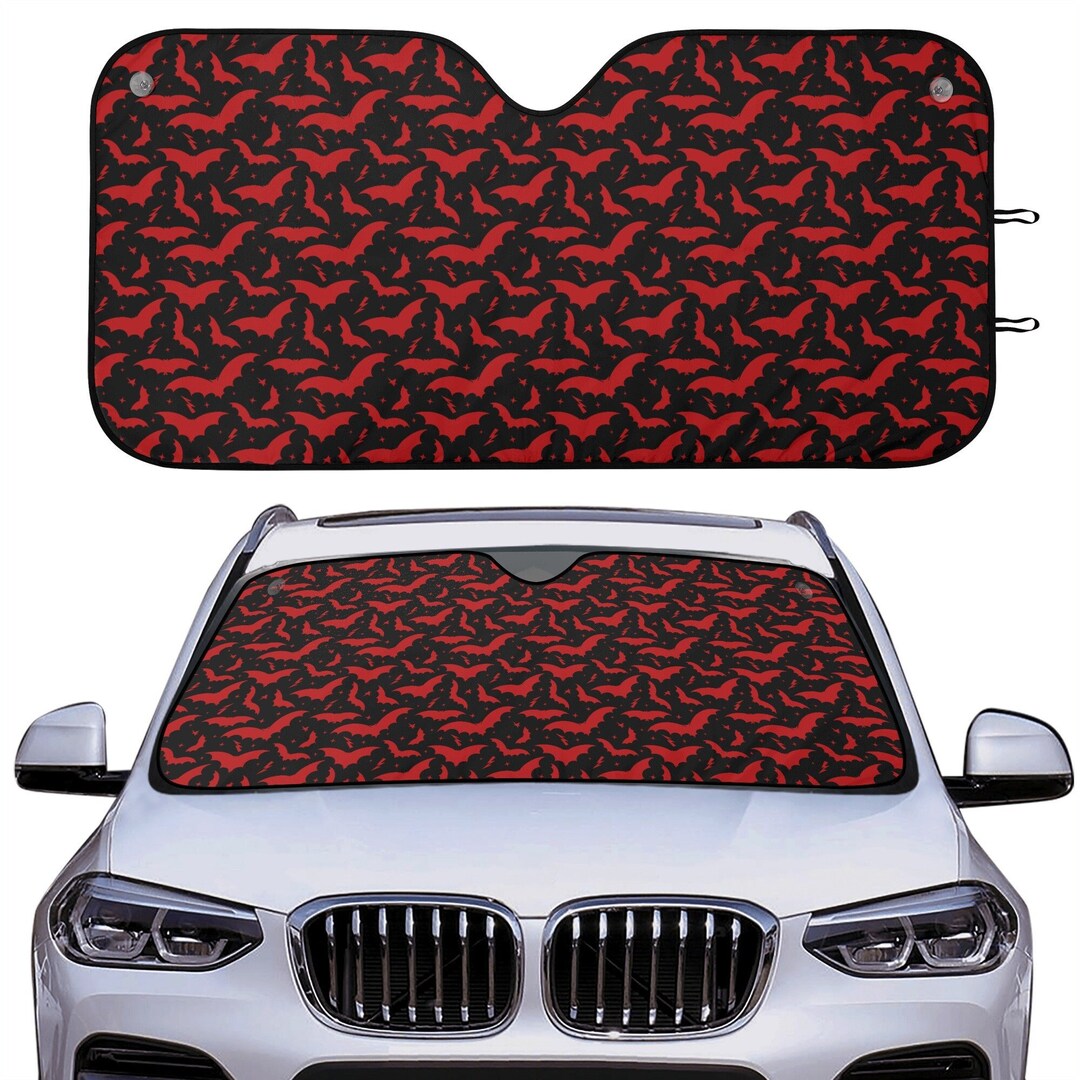 Gothic Bats Car Sun Shade Spooky Bats Front Window Car Sun Shade Red ...