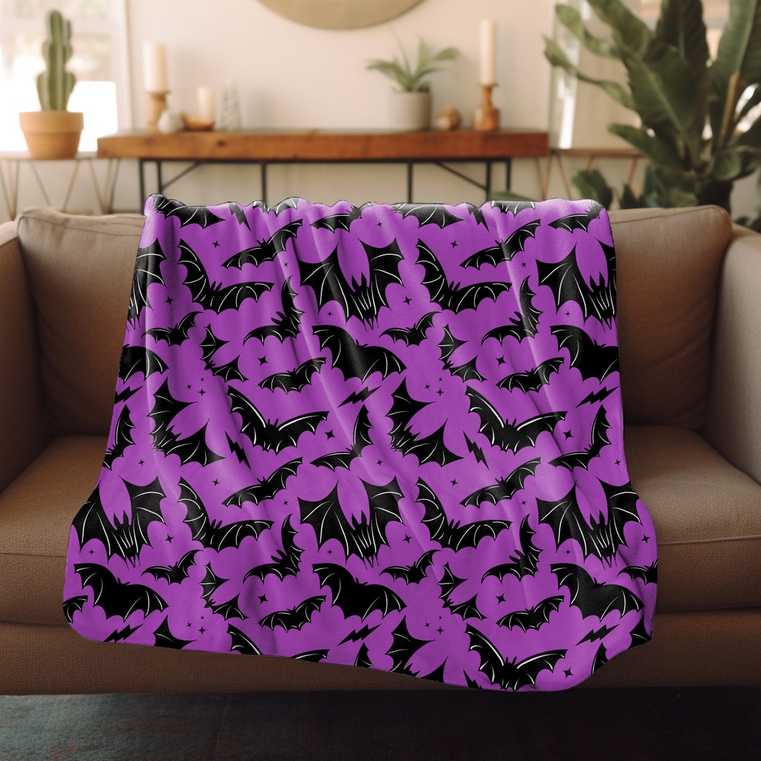 Spooky Gothic Bats Blanket, Gothic Bat Faux Sherpa Blanket, Bat Minky ...