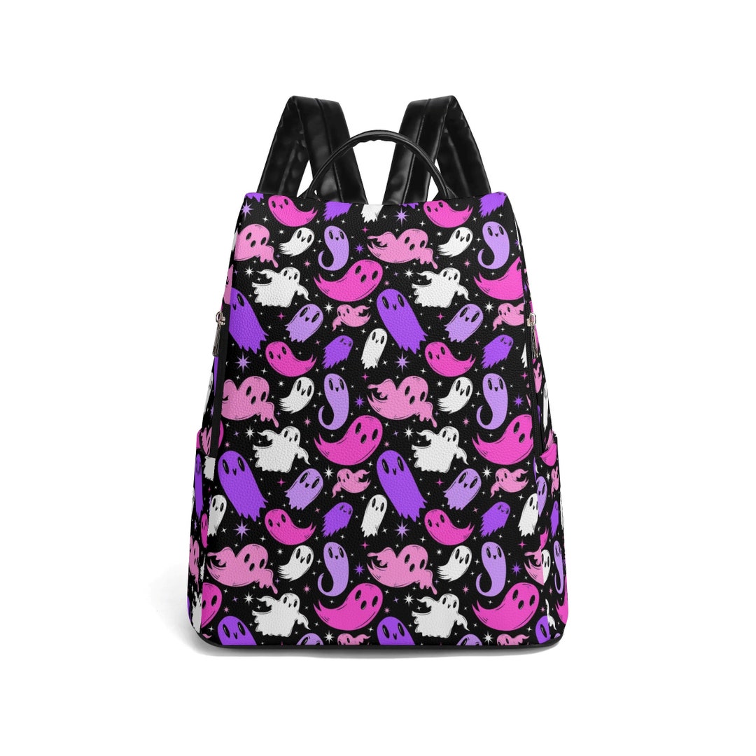 Spooky Cute Ghosts Pink Purple Travel Backpack Bag, Spooky Halloween ...